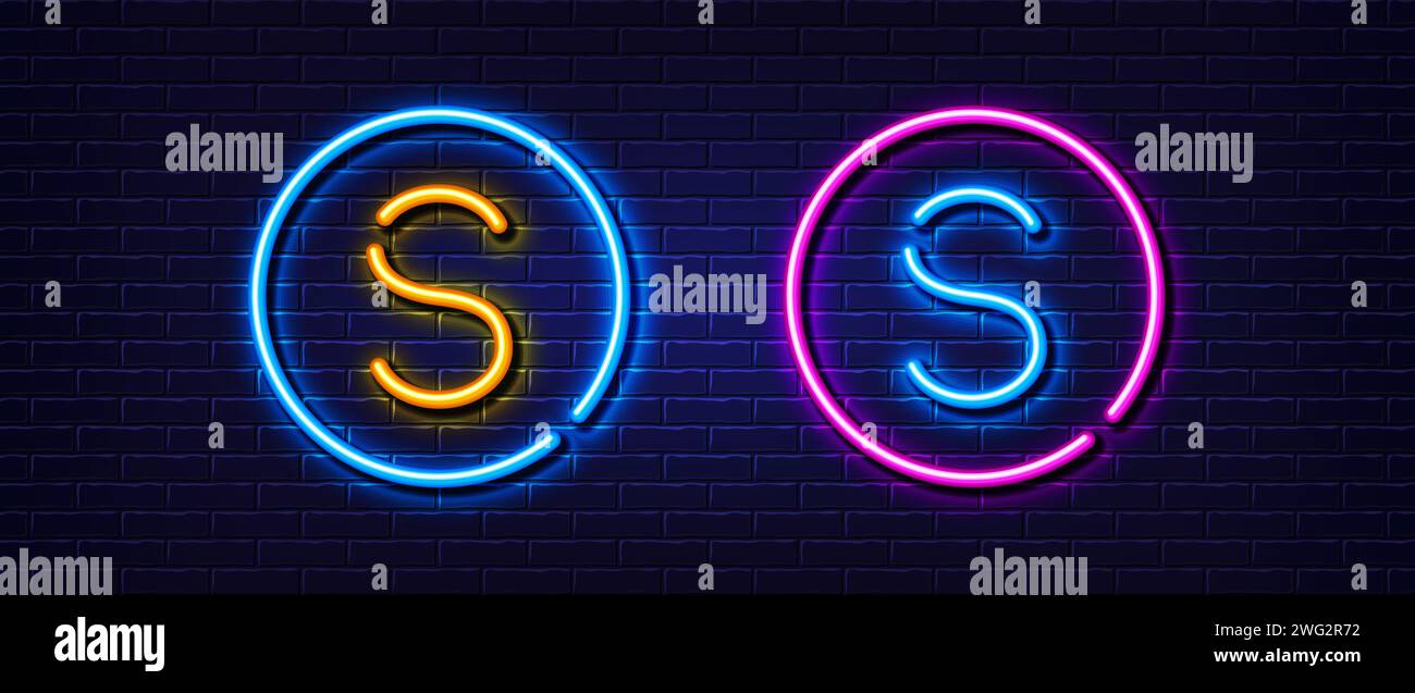 Initial letter S icon. Line typography character sign. Neon light line ...