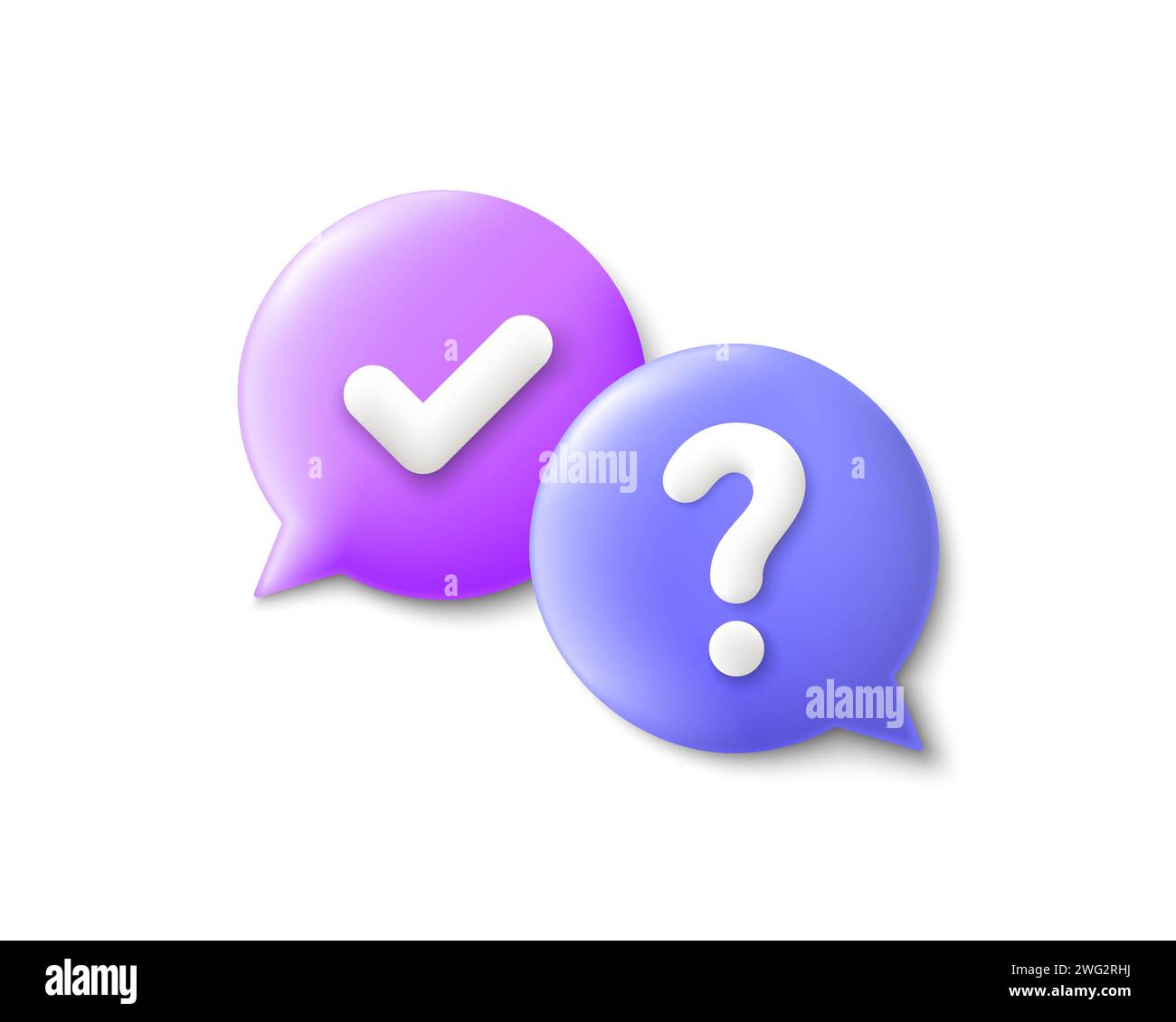 Quiz 3d speech bubble. Question mark with check sign. Ask help ...