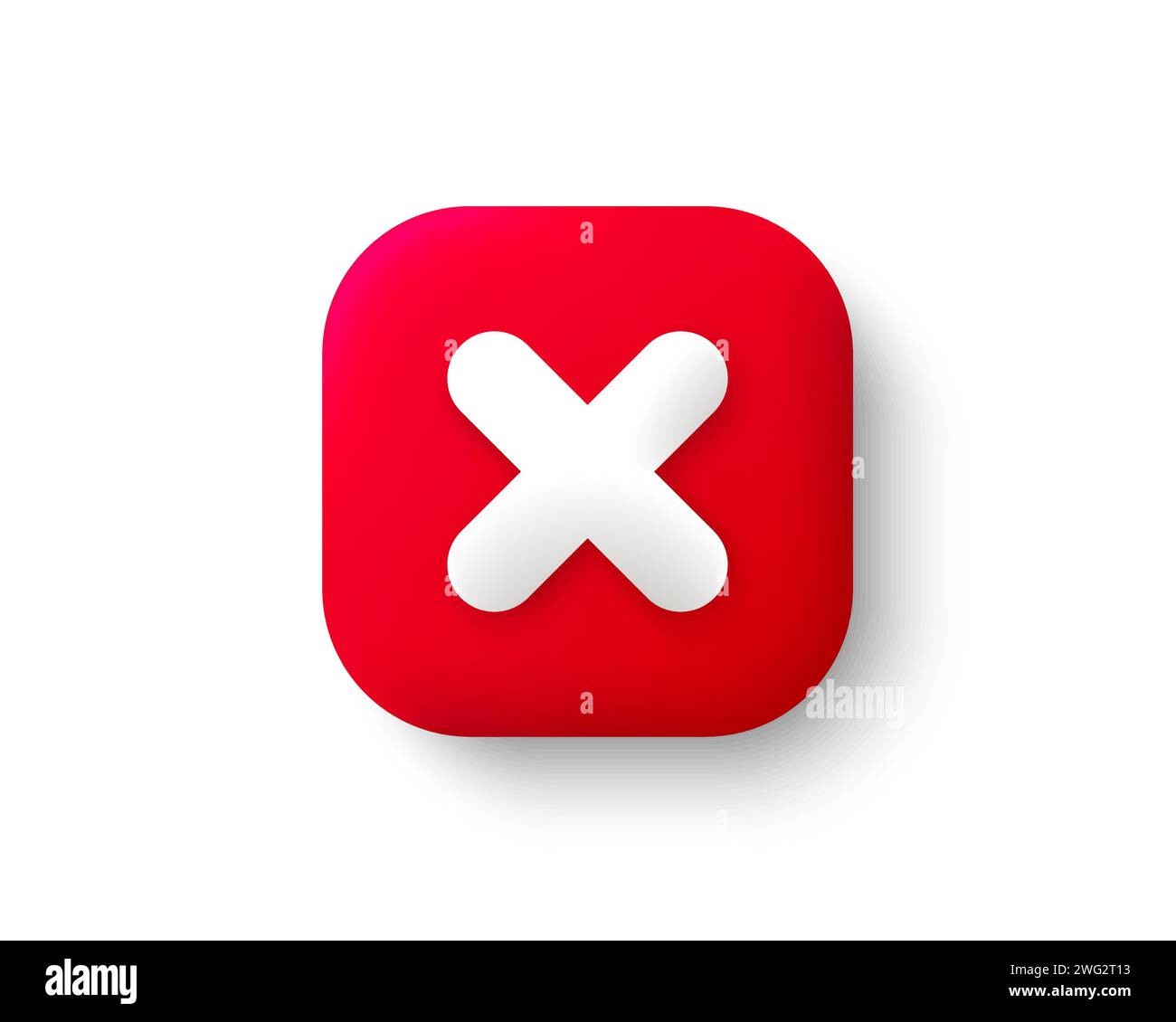 Cancel red 3d icon. Delete sign, close symbol, wrong and reject button. No vector Stock Vector ...