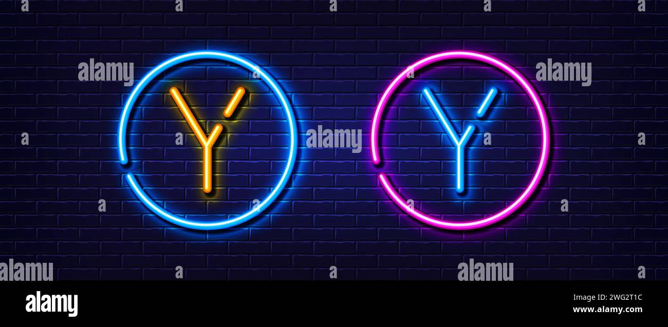 Initial letter Y icon. Line typography character sign. Neon light line ...