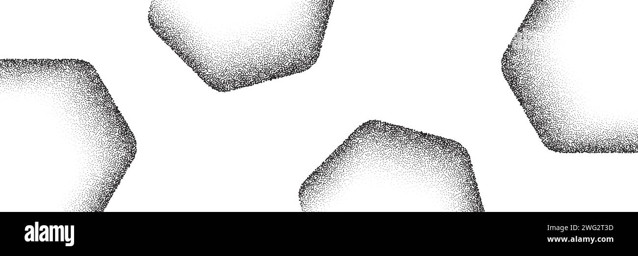 Dotwork pattern geometric background. Black noise stipple dots hexagons ...