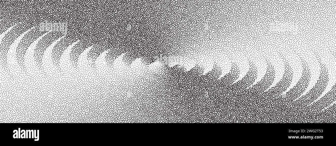 Dotwork sound wave background. Black noise stipple dots zig zag audio ...