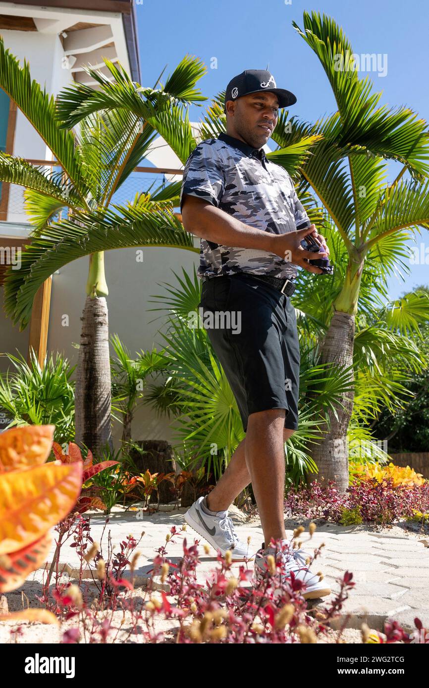 Harold Varner III of 4Aces GC leaves the clubhouse before the first ...