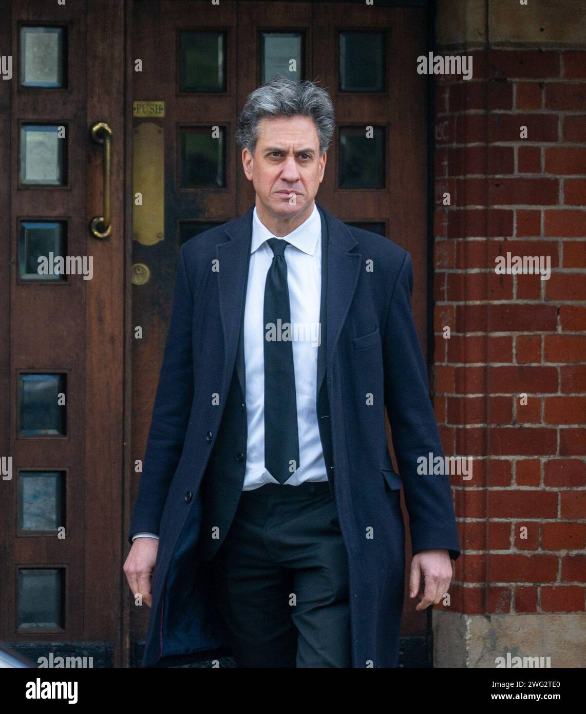 London, England, UK. 2nd Feb, 2024. ED MILIBAND leaves St Mary The ...