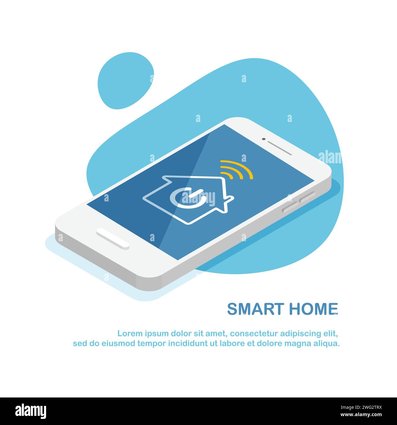 Smart home control by smartphone. Wireless wi-fi connection and house ...