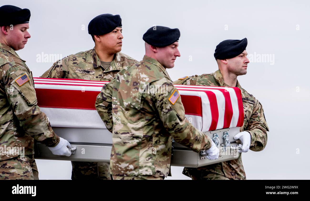 February 2, 2024, Dover, De, USA: The United States Army Old Guard ...