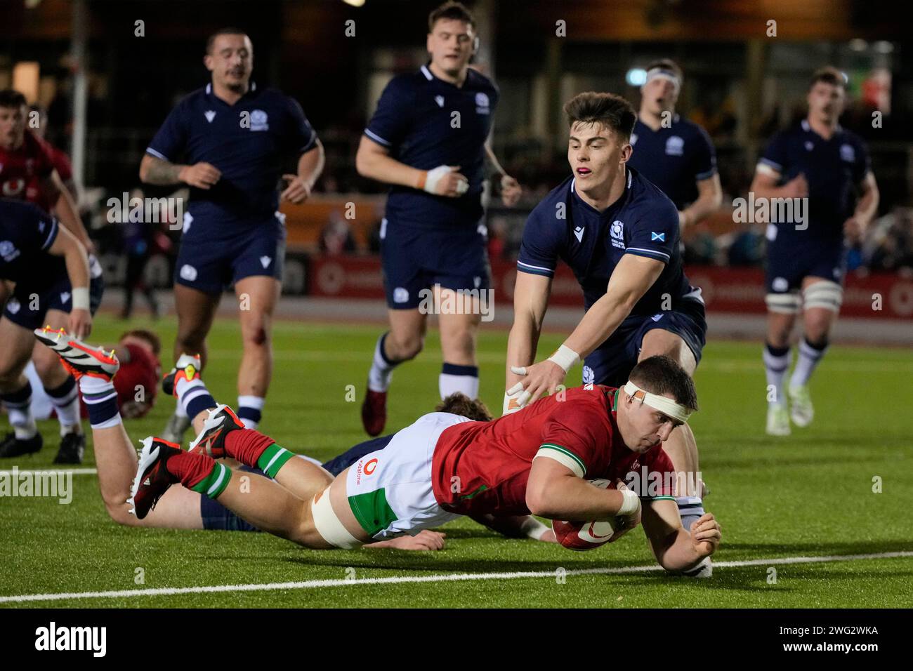 Colwyn Bay, UK. 31st Aug, 2023. Morgan Morse of Wales U20's breaks ...