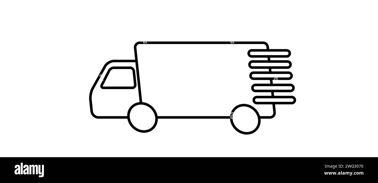 Shipping fast delivery truck with clock icon symbol, Pictogram flat ...