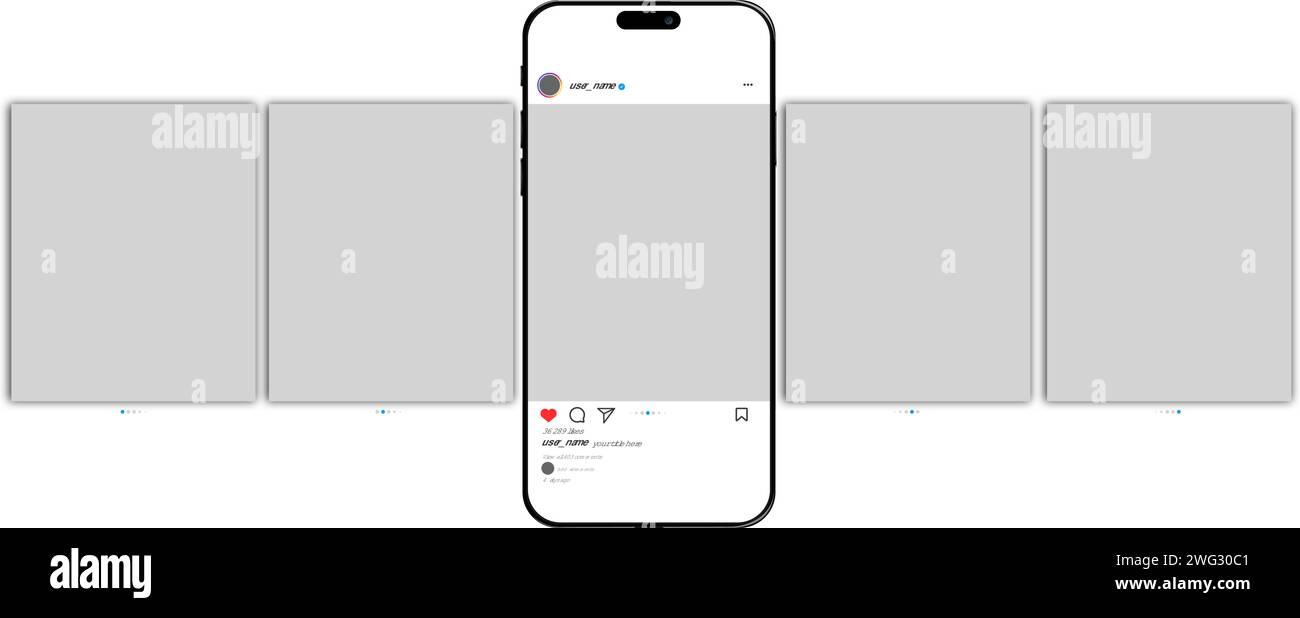 Post Instagram feed frame mockup with smartphone Iphone 15 pro max mock ...