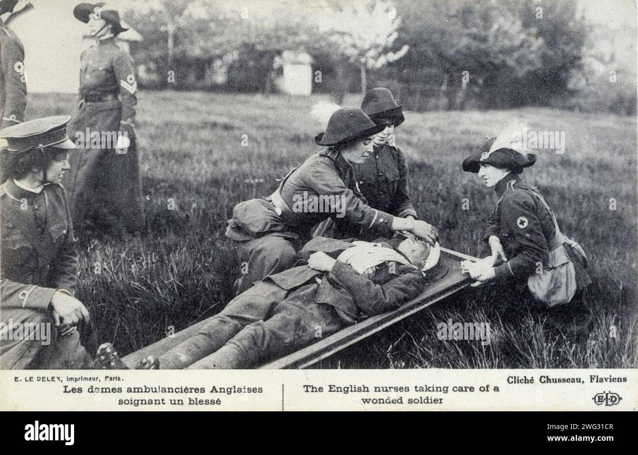 Vintage Postcard. English nurse taking care of wounded soldier during ...