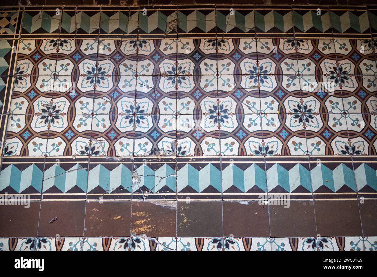 Vienna, Austria. 01 October 2023 Historic hallway with ancient tiles at ...