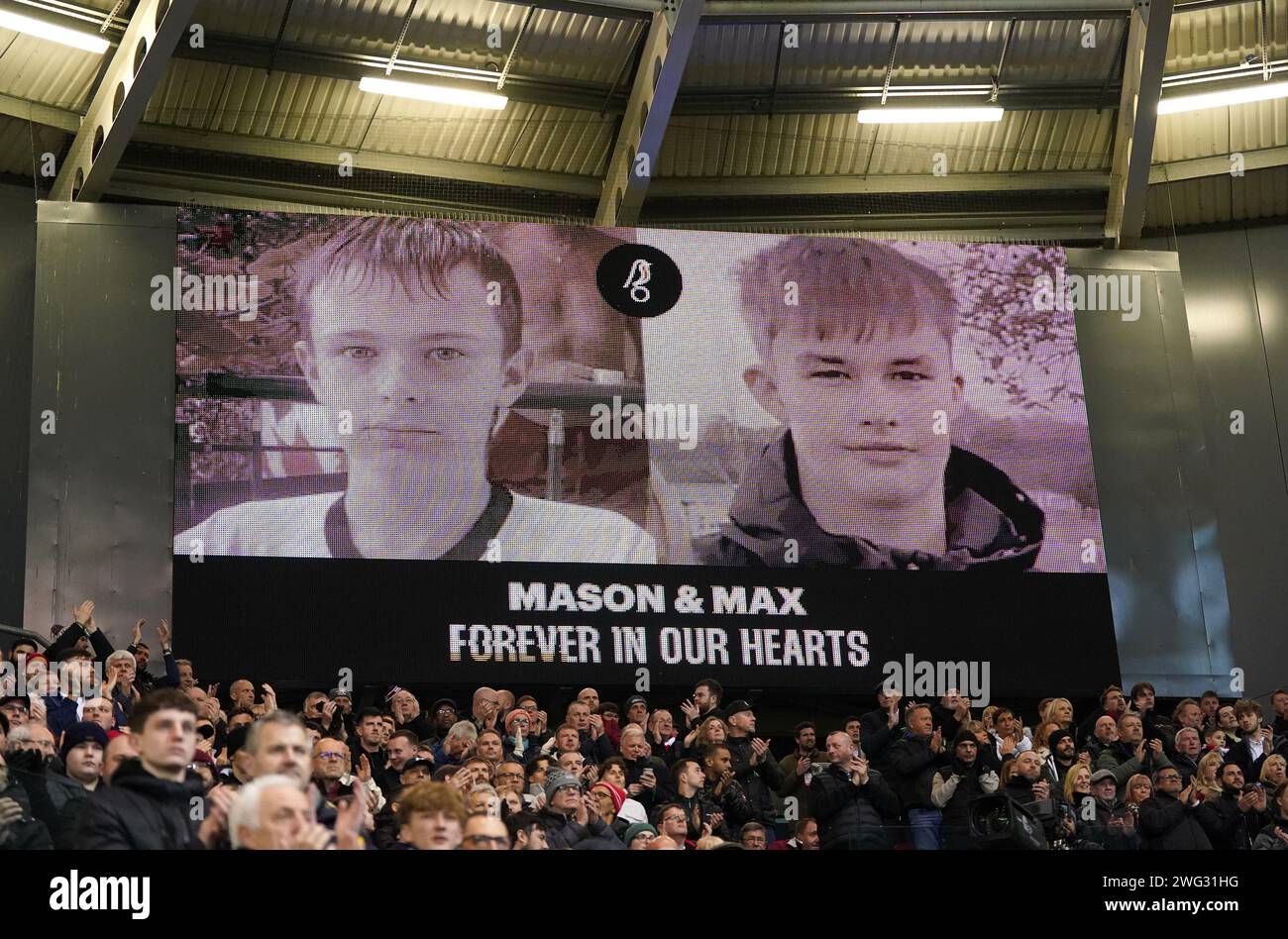 A tribute on the big screen for Mason Rist and Max Dixon during the Sky ...