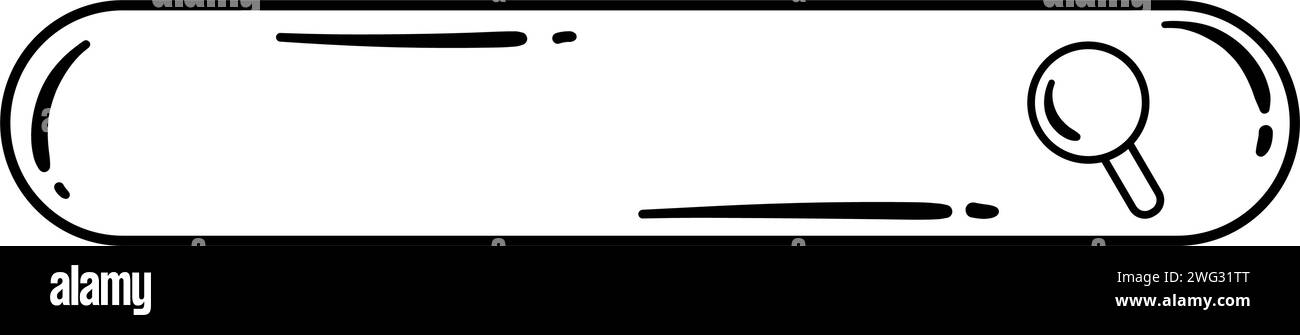 Hand Drawn Doodle Search Bar with a Black and White Research Oval Frame ...