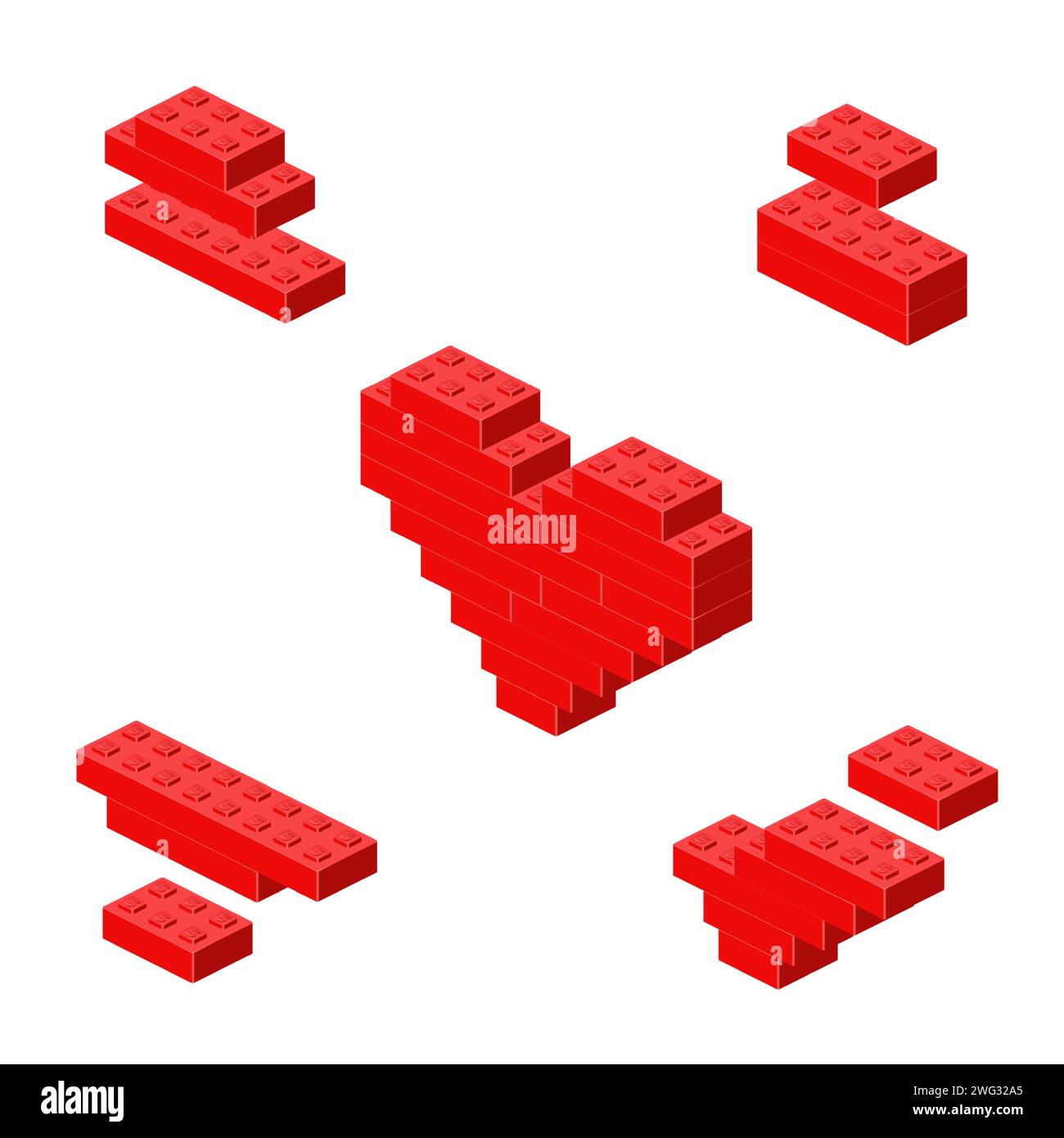 Concept with red heart made of plastic bricks. Vector Stock Vector ...