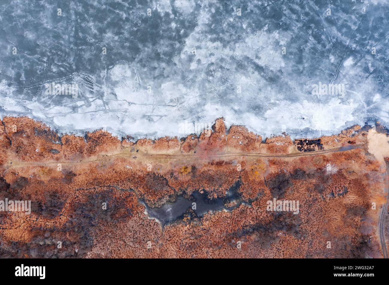 Aerial top down winter snow hi-res stock photography and images - Alamy