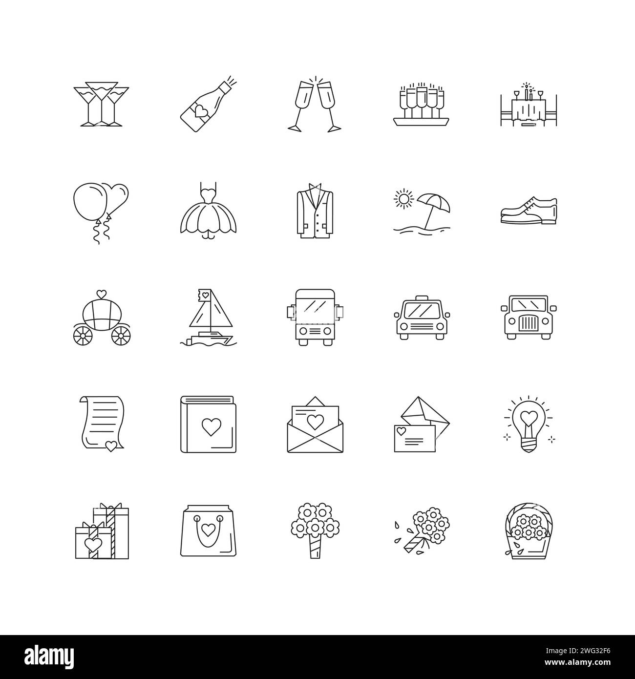 Wedding icon bundle hi-res stock photography and images - Alamy