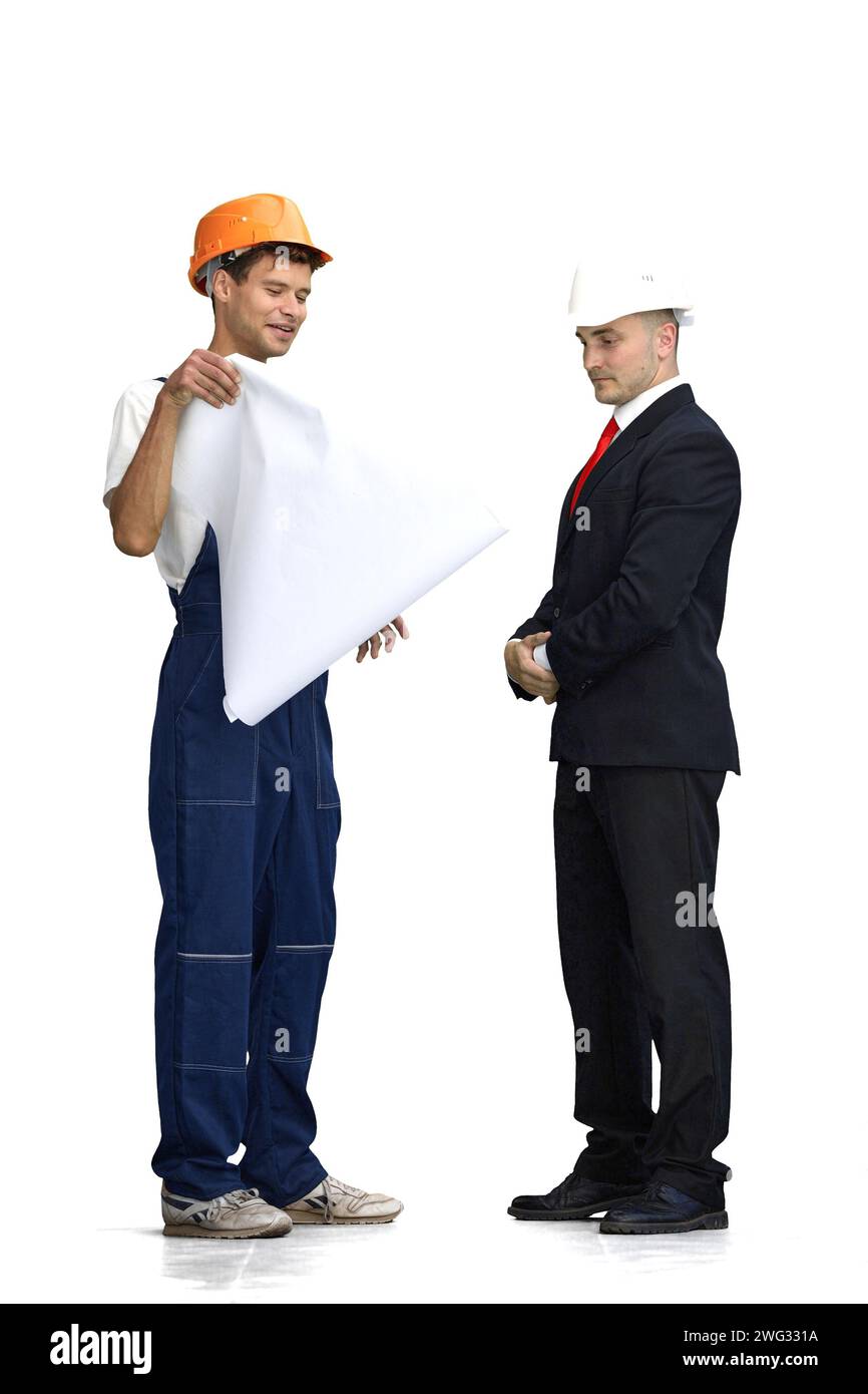 Foreman and builder, on a white background, in full height Stock Photo ...