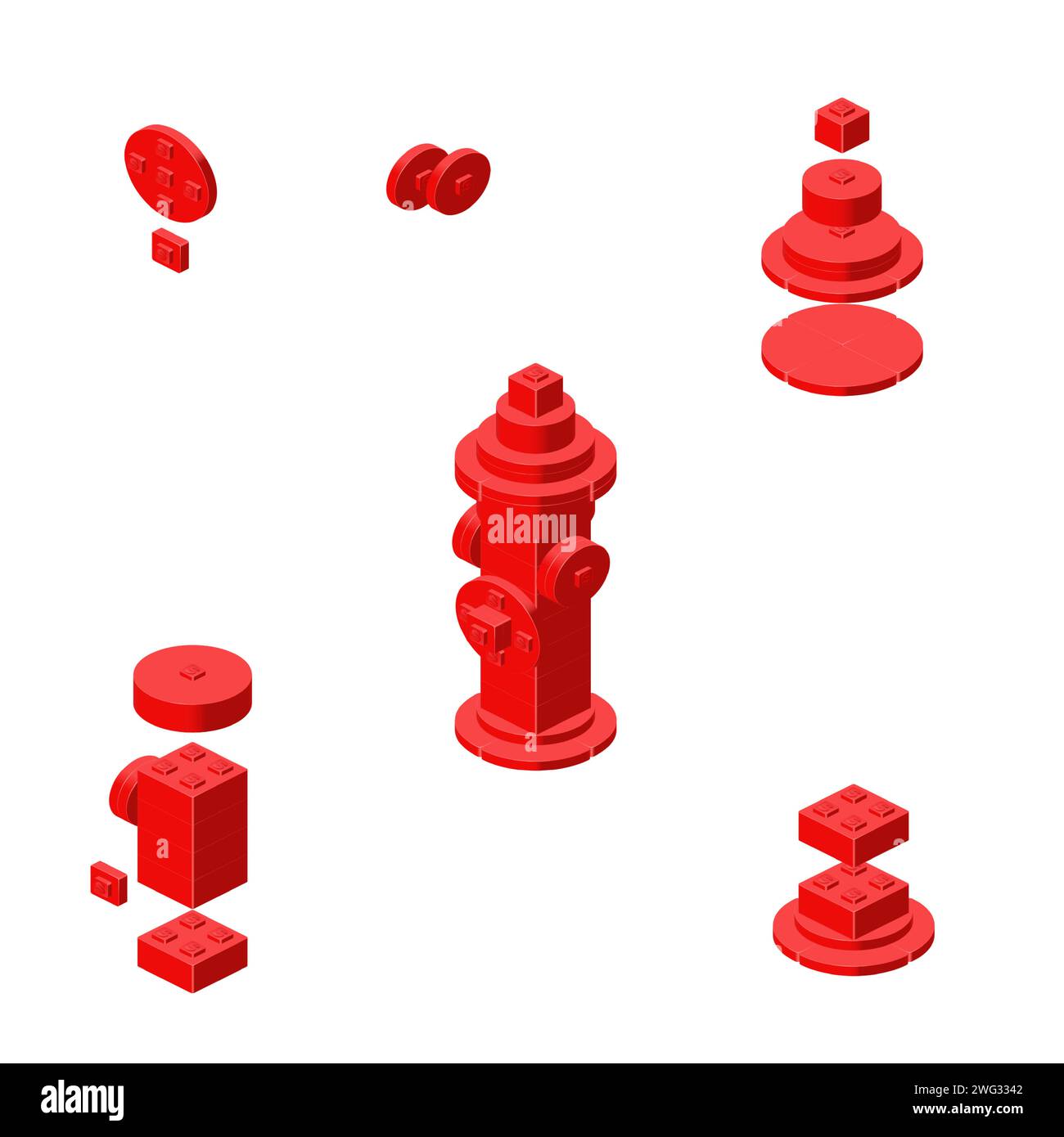 Concept with fire hydrant made of plastic bricks. Vector Stock Vector ...