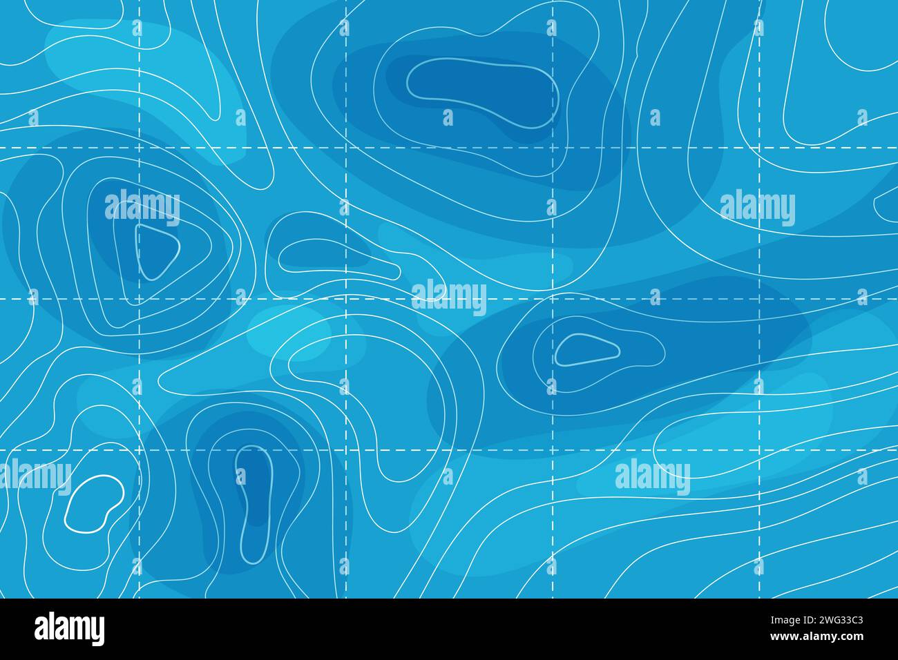Topographic map with contour line grid water ocean, sea relief, depth ...