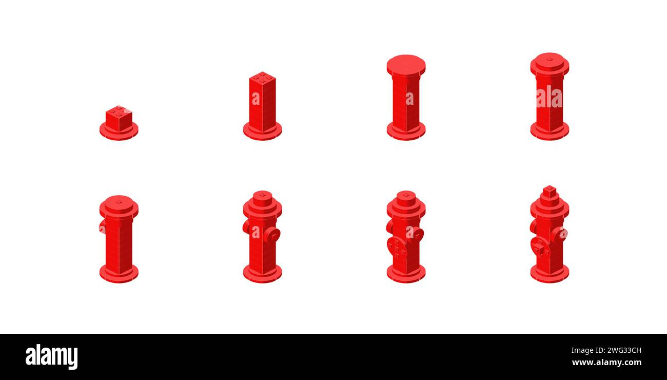 Step-by-step construction of a fire hydrant from plastic blocks in ...