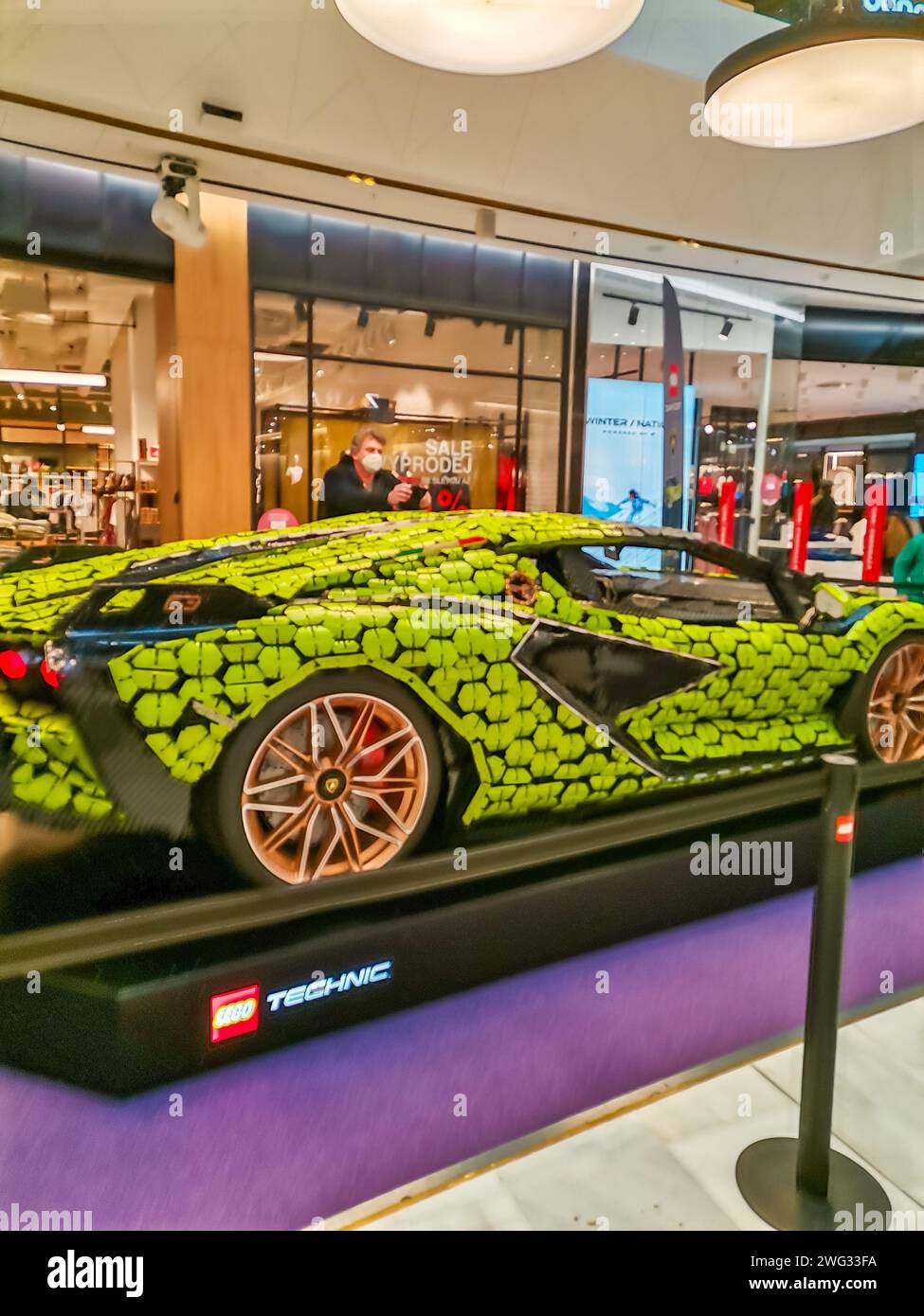 Large light green car made of constructor. Czech. Prague Stock Photo ...