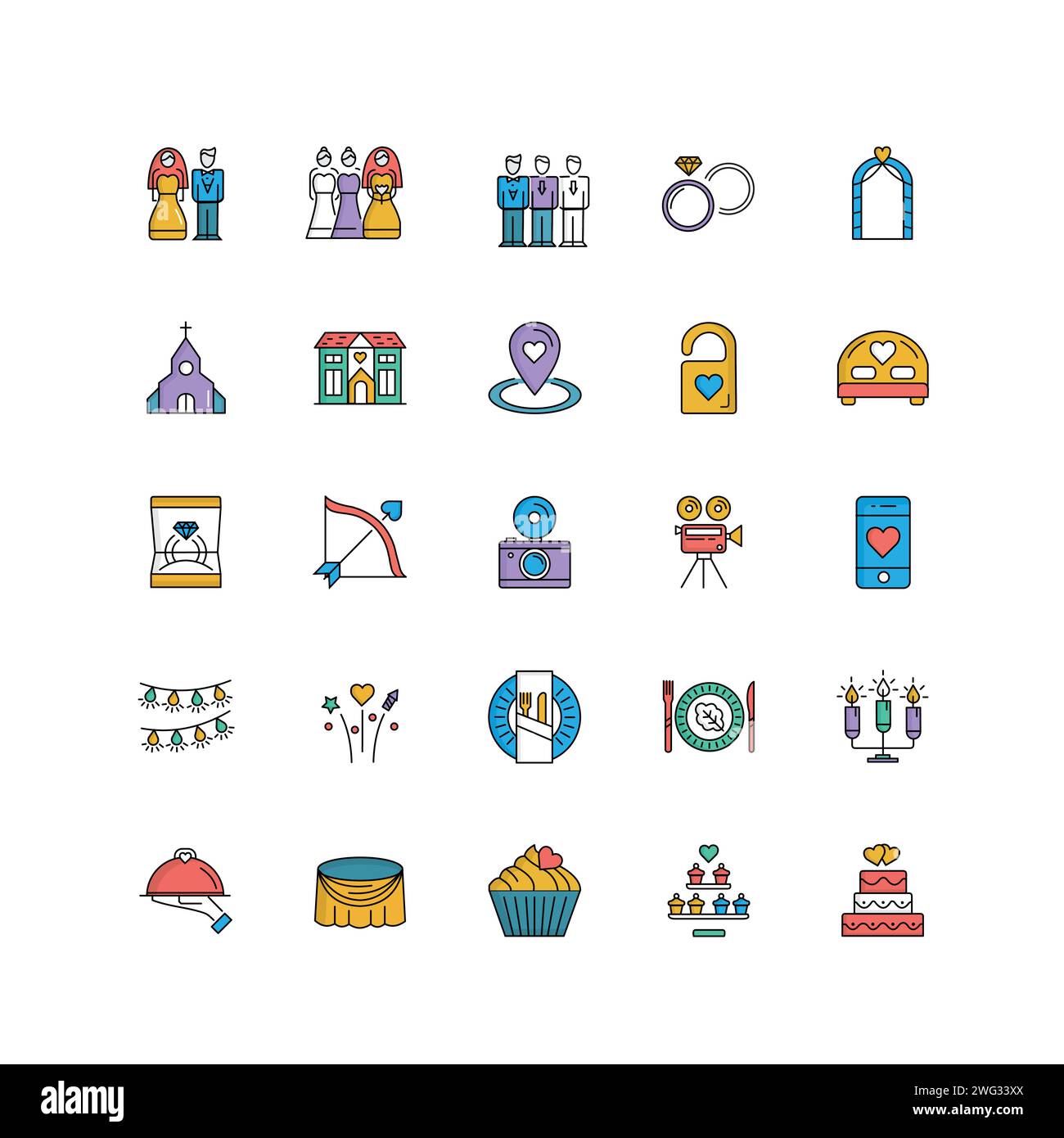 "Celebration Vector Icons for Weddings Stock Vector Image & Art - Alamy