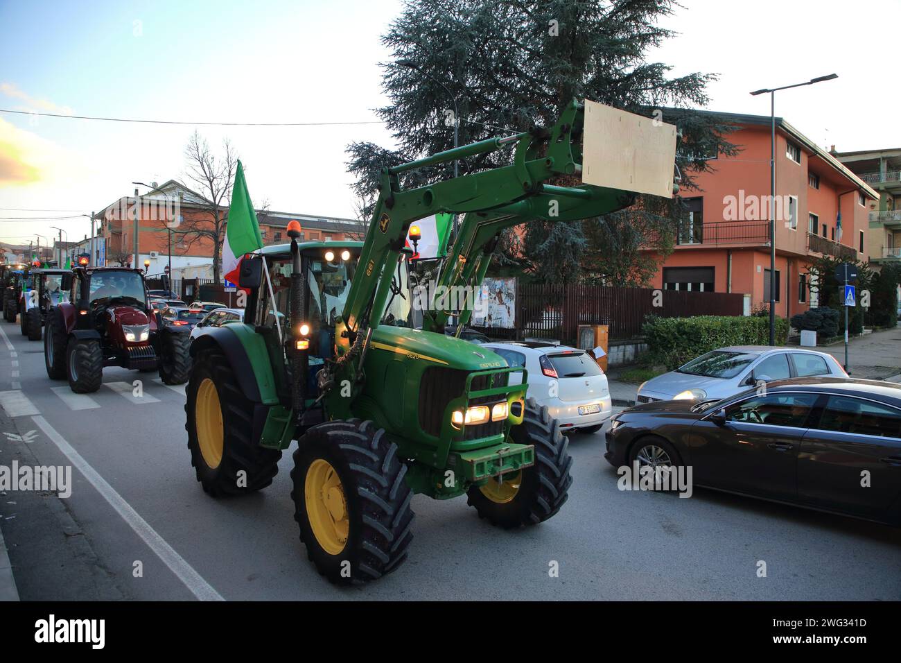 A group of farmers protest against the agricultural policies of the ...