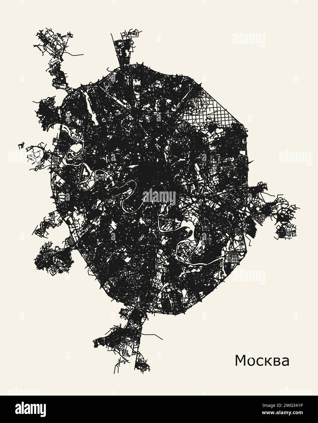 City road map of Moscow, Russia Stock Vector Image & Art - Alamy