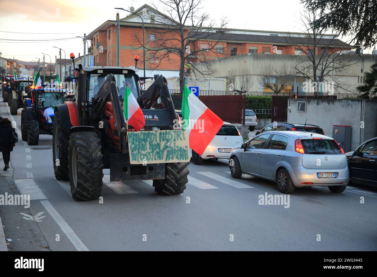 A group of farmers protest against the agricultural policies of the ...