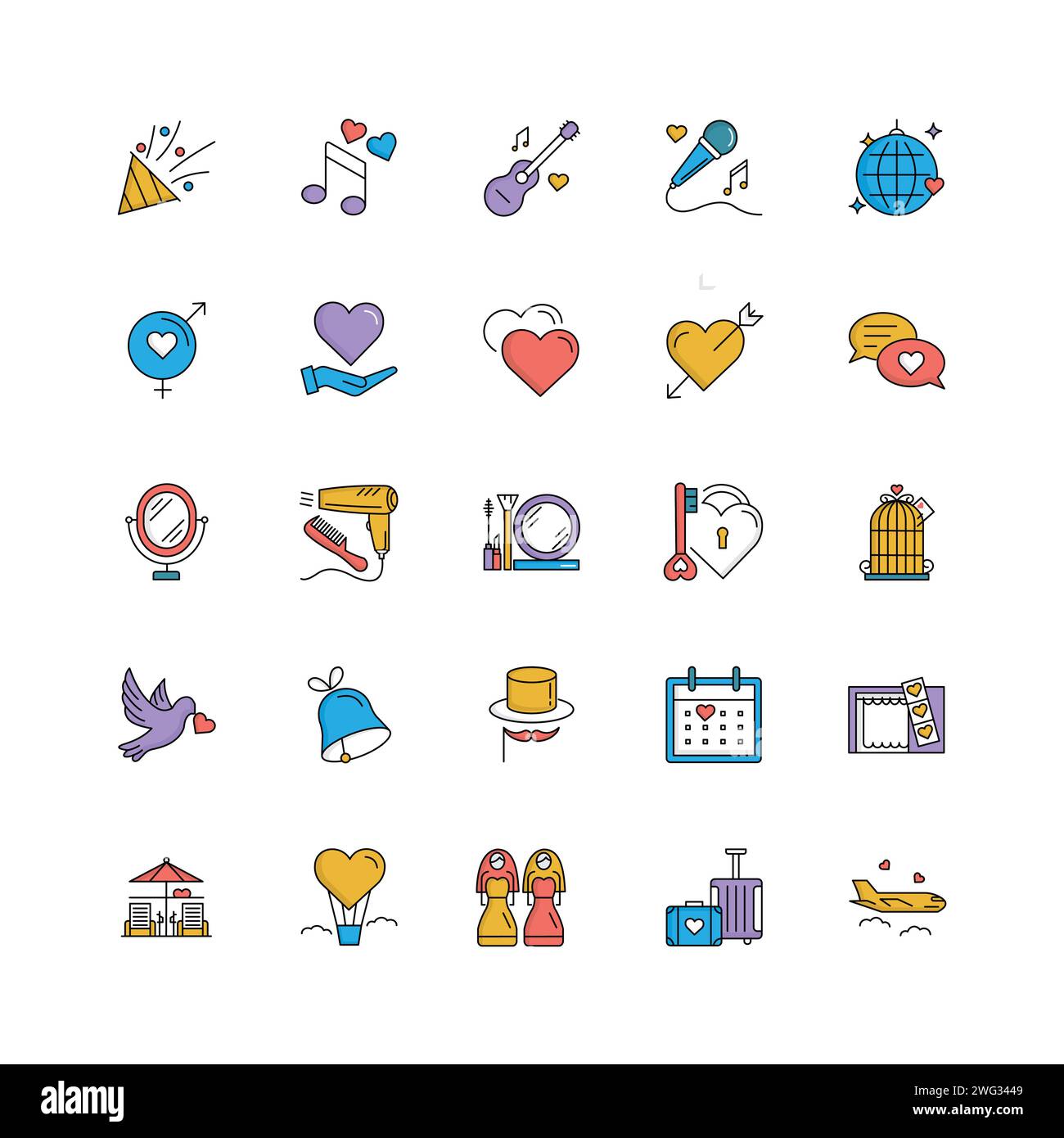 "Wedding Invitations Vector Icon Set Stock Vector Image & Art - Alamy