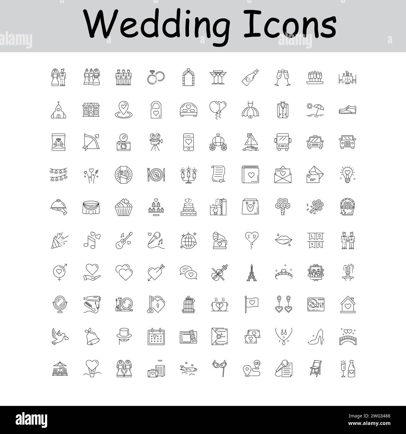 Wedding love story icons collection hi-res stock photography and images ...