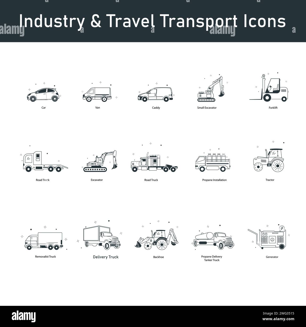 Transport & Industry Vector Illustration Icon Set Stock Vector Image ...