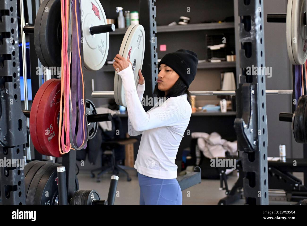 Olympic long jumper Tara Davis-Woodhall, works out at the Frank O'Mara ...