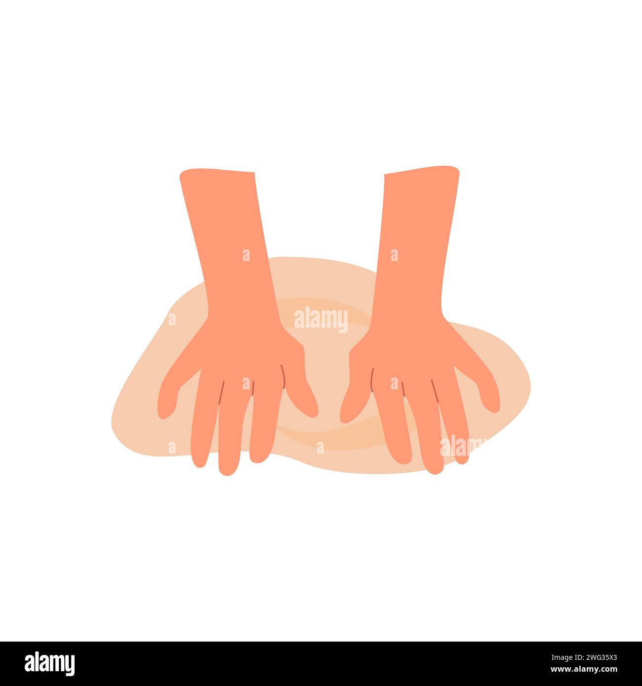 Kneading dough hands icon. Homemade baking. Making sourdough bread. Instruction for baking ...