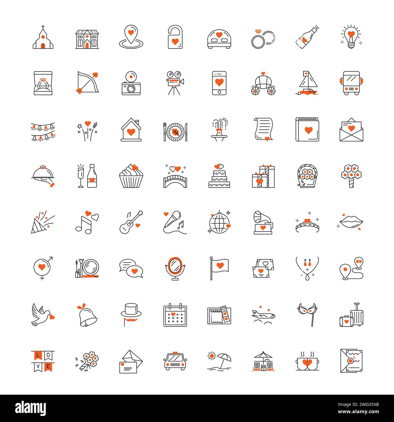 Wedding bouquet accessories Stock Vector Images - Alamy