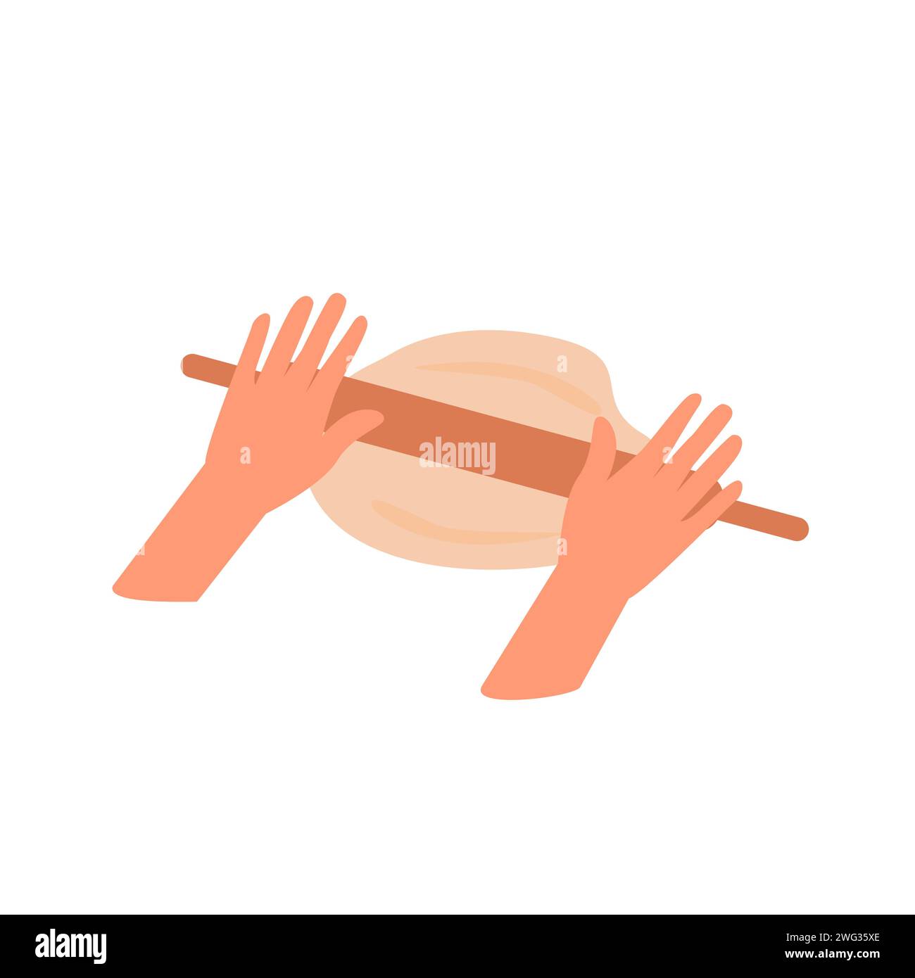 Hands with rolling pin. Roll dough icon. Homemade baking. Making pastry ...