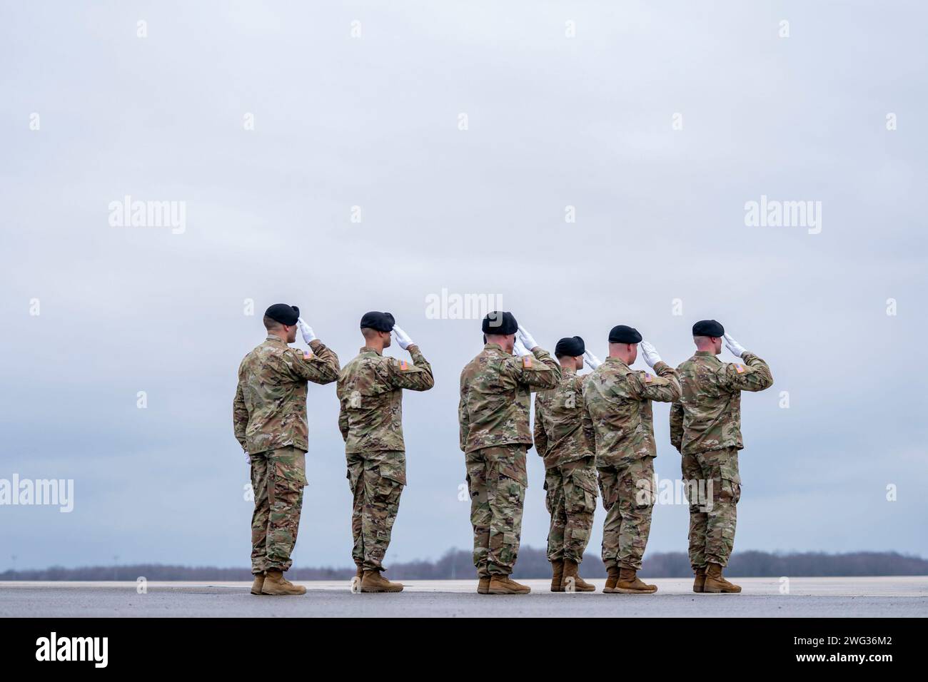 Dover, United States. 02nd Feb, 2024. A U.S. Army carry team salutes as ...
