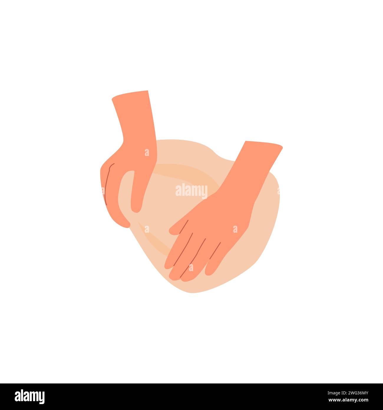 Kneading dough hands icon. Homemade baking. Making sourdough bread. Instruction for baking ...