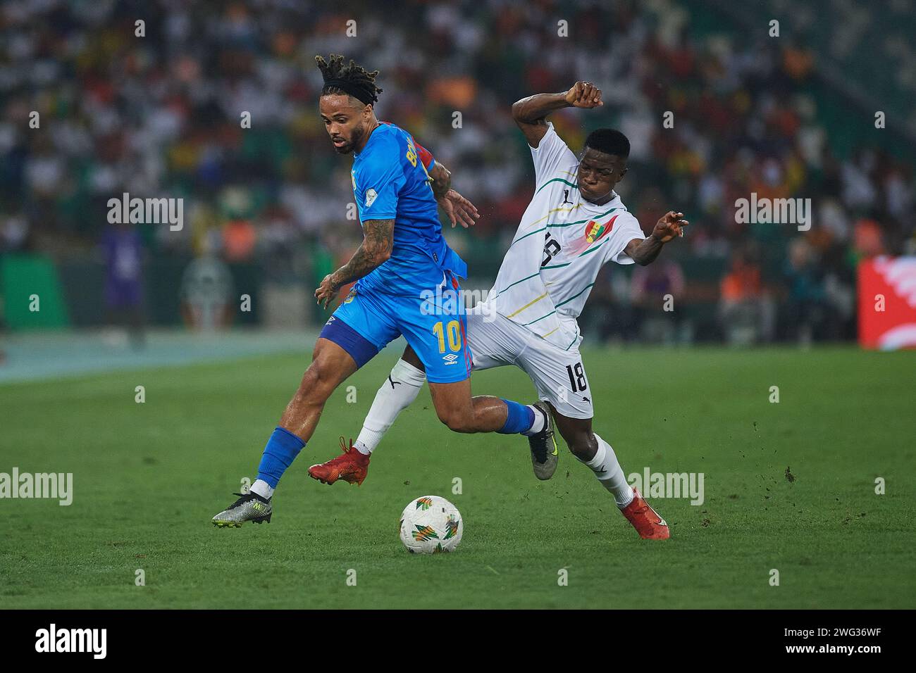 ABIDJAN, IVORY COAST, FRIDAY, FEBRUARY 02, 2024. A duel between the Congolese Théo Bongonda and ...