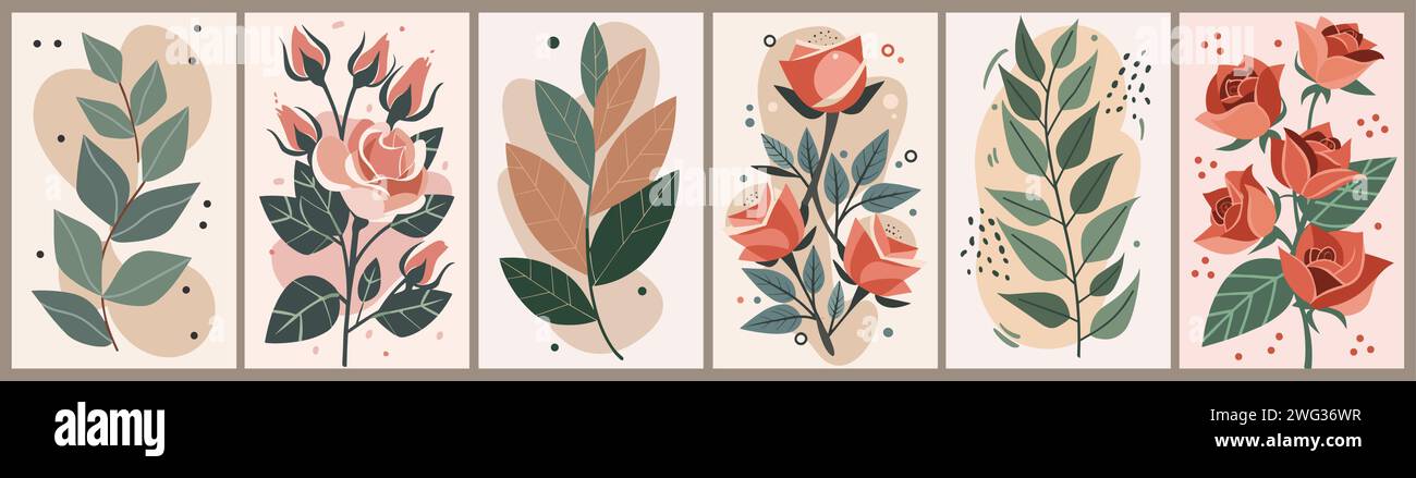 Abstract rose flower posters vector art set Stock Vector Image & Art ...