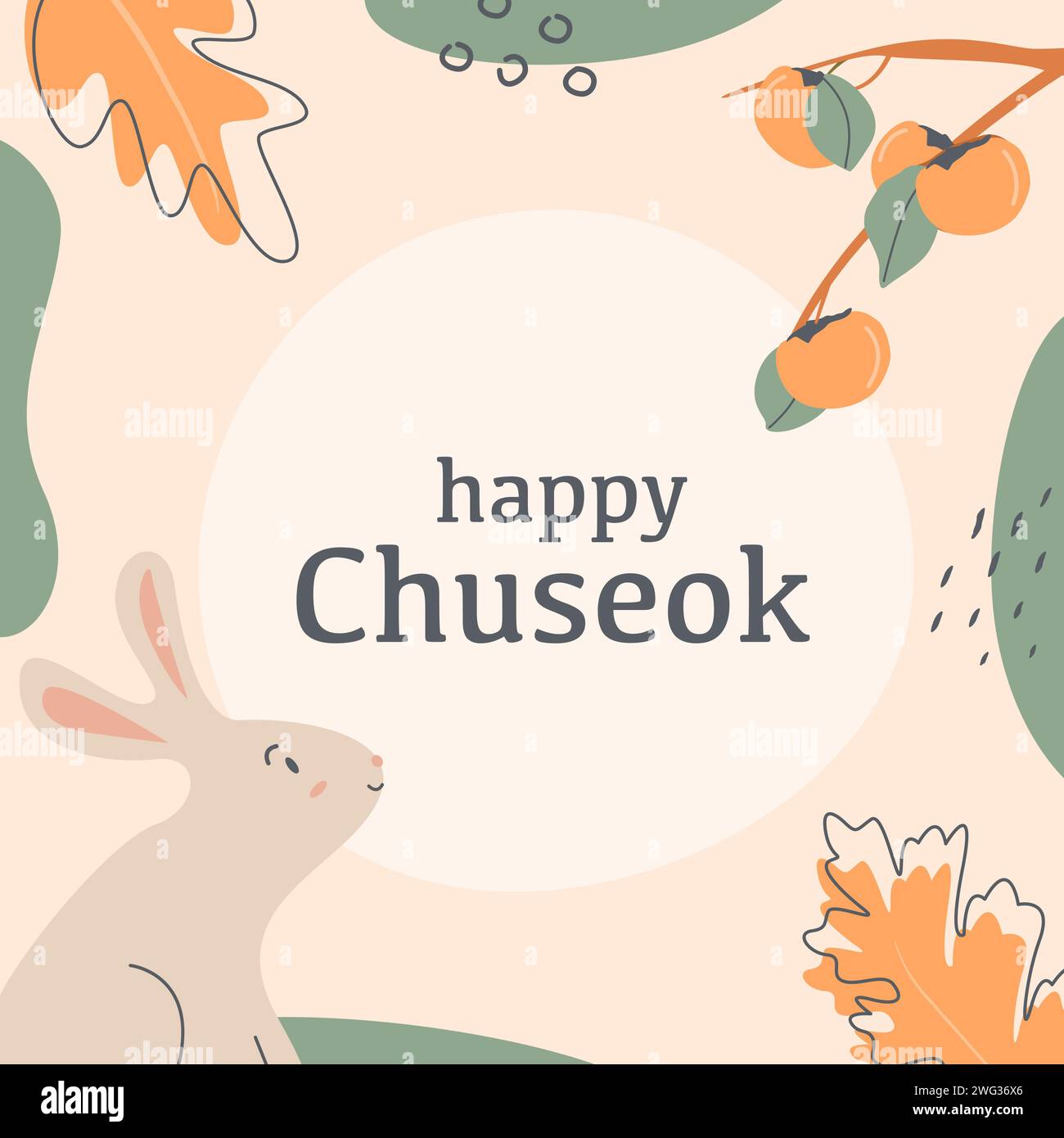 Mid autumn festival in Korea greeting card, invitation with jade rabbit ...