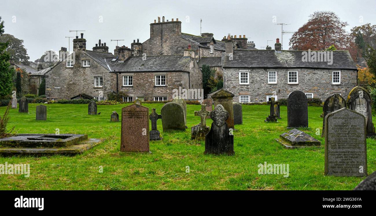 An ancient cemetery with numerous tombstones in close proximity Stock ...