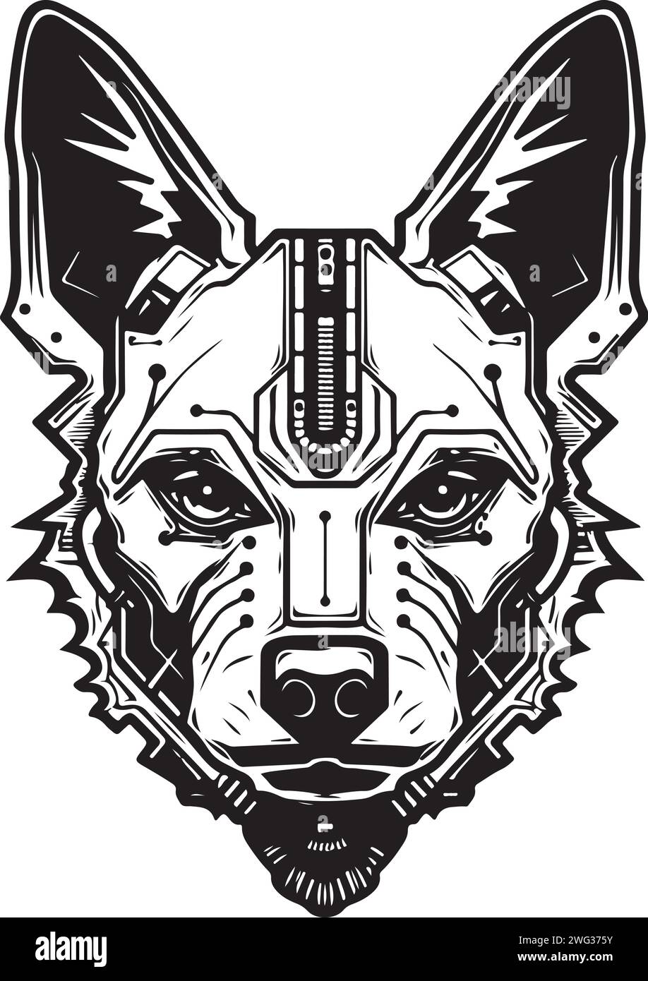 Modern strict logo template of abstract dog, wolf head. Vector ...