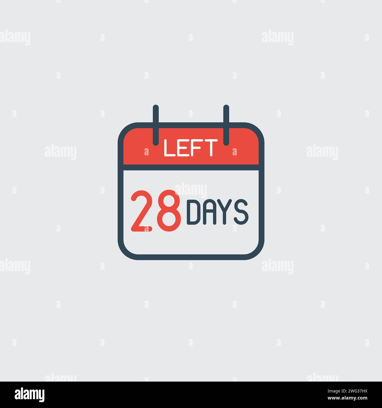 Countdown daily page calendar icon 28 days left. Number day to go ...