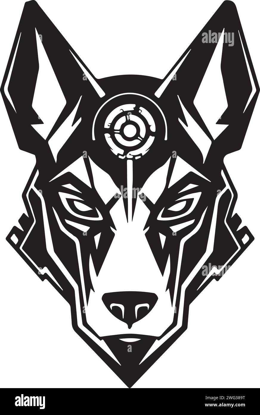 Modern strict logo template of abstract dog, wolf head. Vector ...