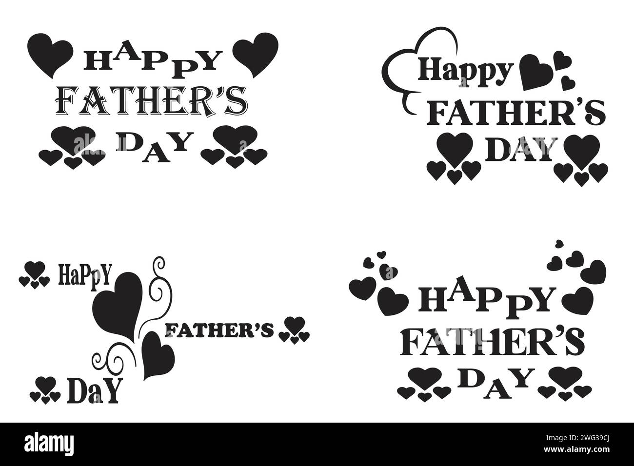 Happy Mothers Day Text Stylish Typographic Inscription With Hearts