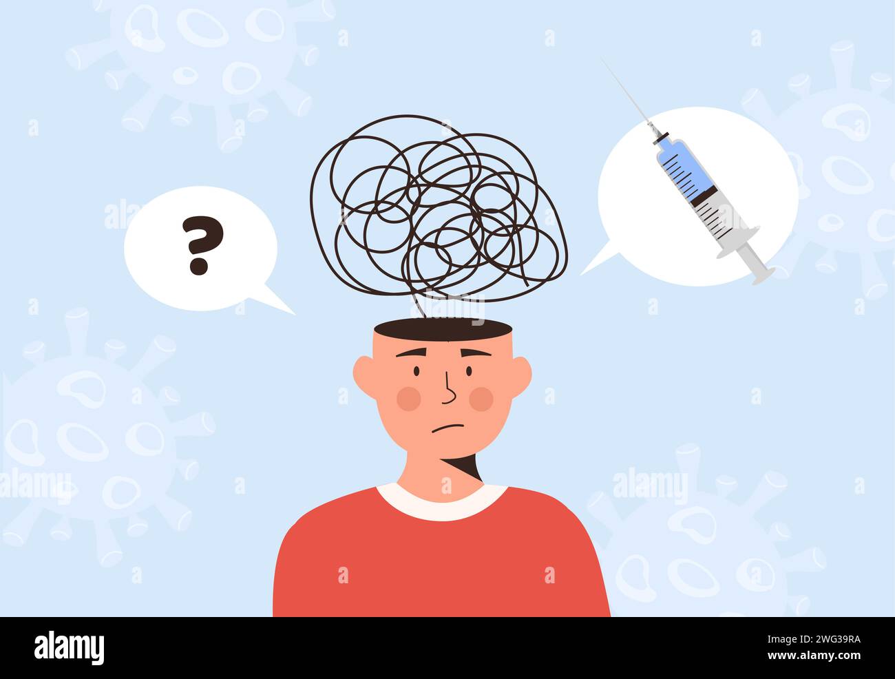 A male person confuse. Man thinking about Covid-19 Vaccination ...