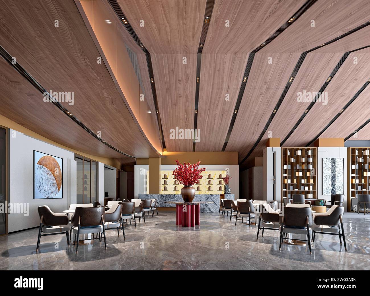 3d render cafe restaurant interior Stock Photo - Alamy