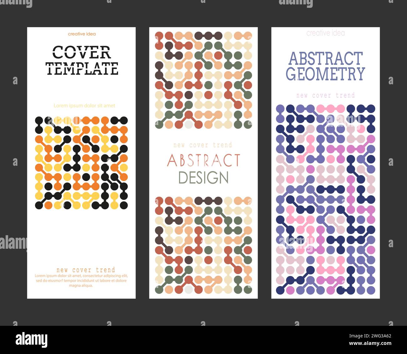 Geometric composition. A set of colored cover pages for a book, a ...