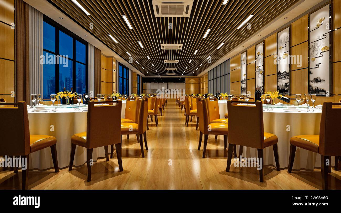 3d render cafe restaurant interior Stock Photo - Alamy